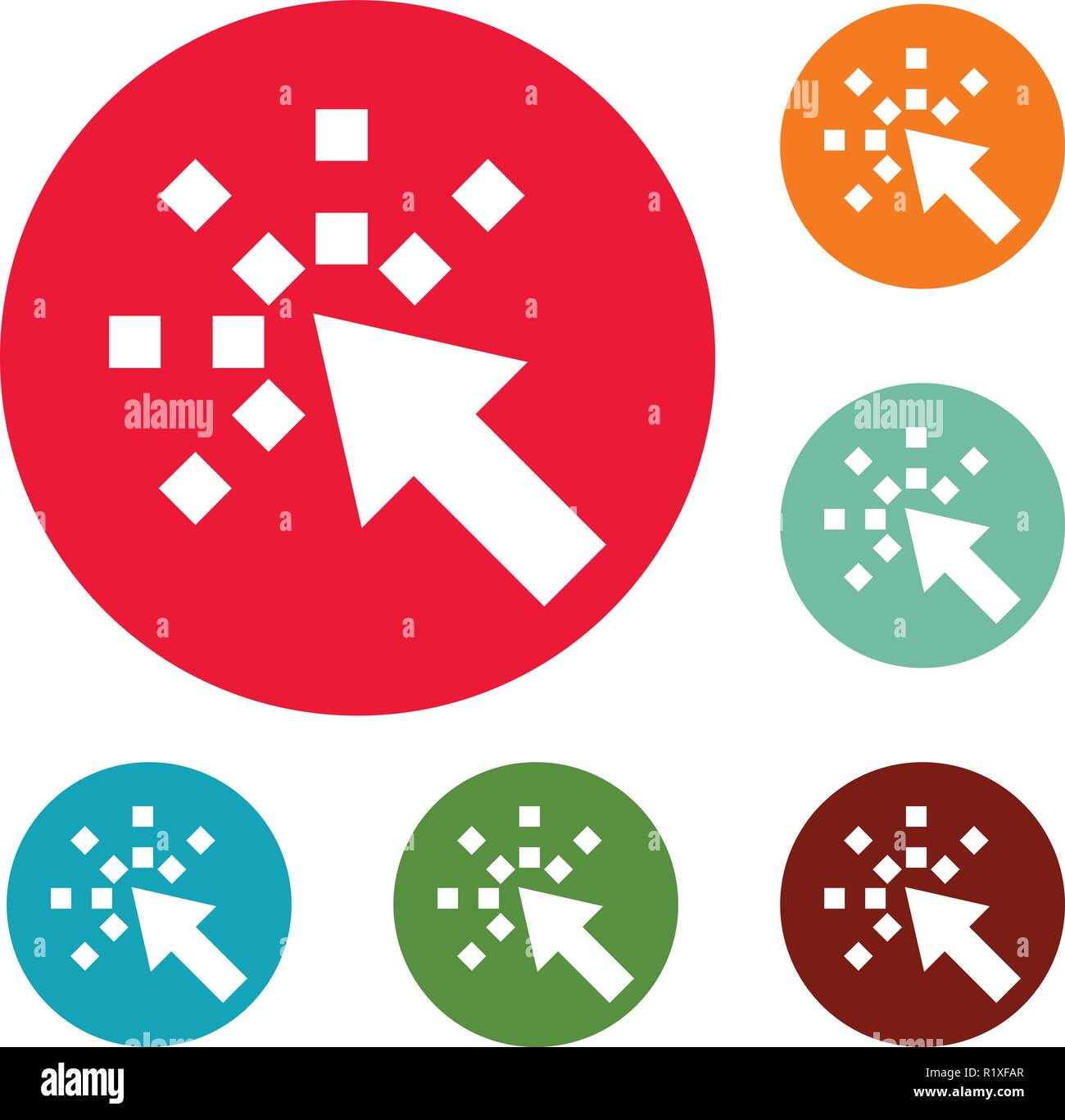 Cursor internet icons circle set vector isolated on white background ...