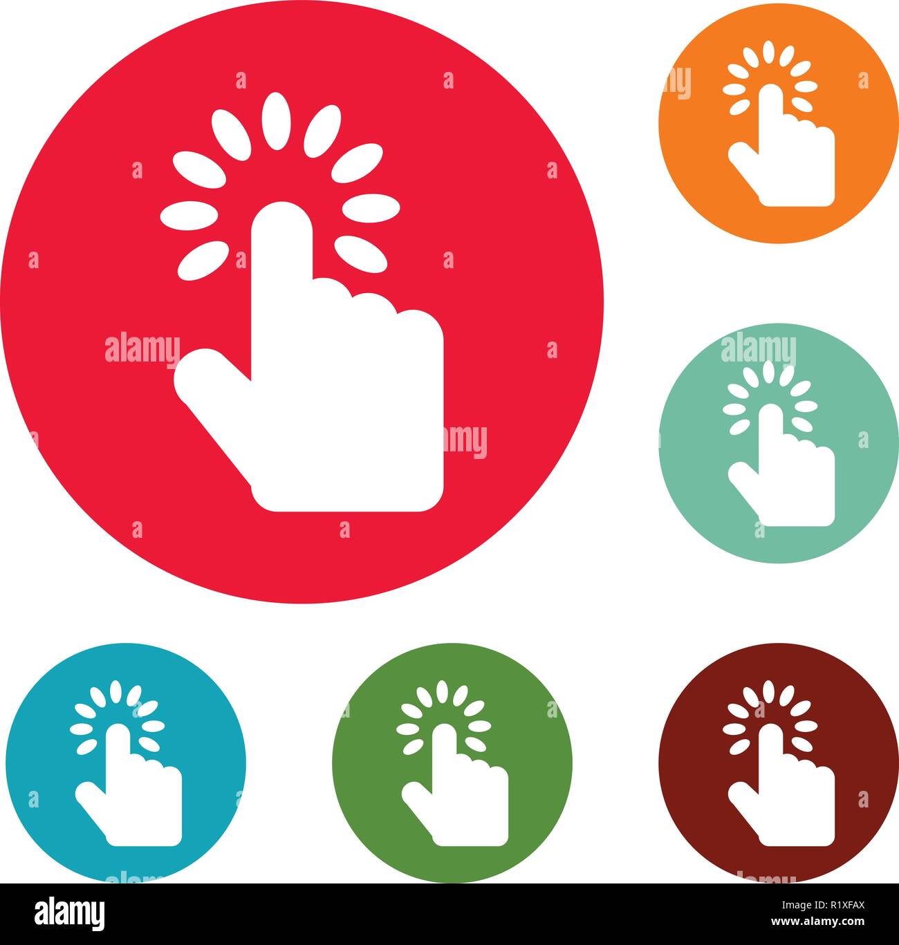 Hand cursor icons circle set vector isolated on white background Stock ...