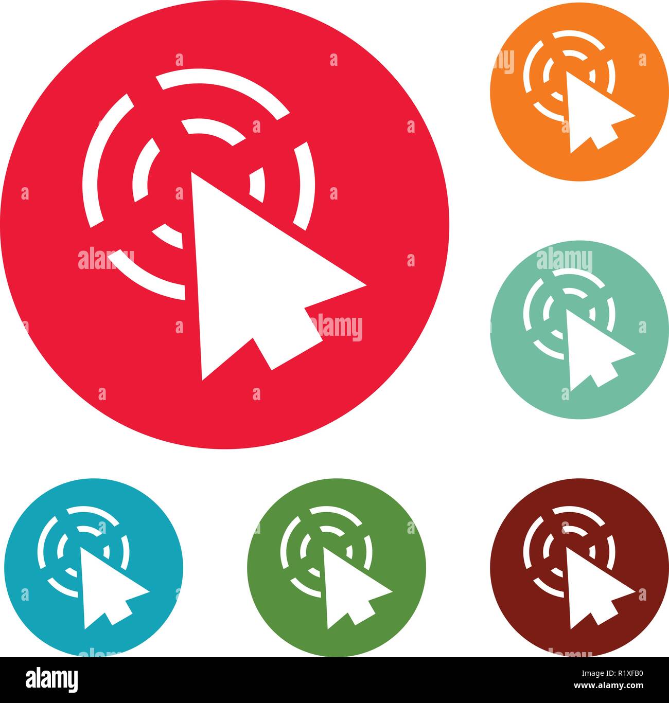 Cursor app icons circle set vector isolated on white background Stock ...