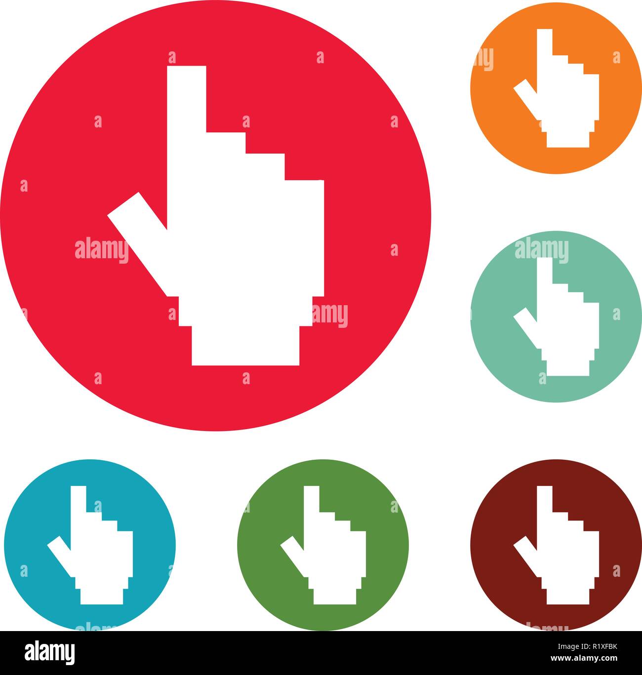 hand cursor pixel icons circle set vector isolated on white background Stock Vector Image & Art ...