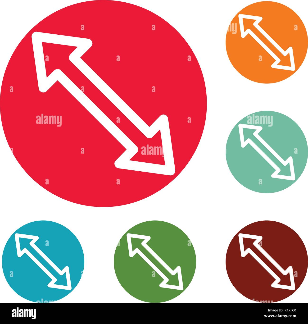 Cursor increase element icons circle set vector isolated on white background Stock Vector Image ...