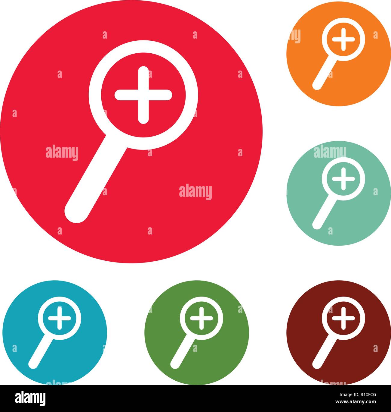 Cursor Magnifier Plus Icons Circle Set Vector Isolated On White Background Stock Vector Image