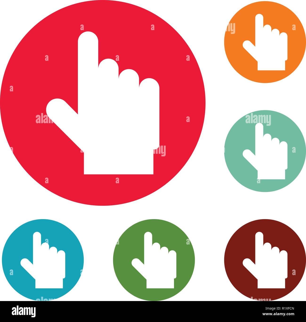 hand cursor website icons circle set vector isolated on white background Stock Vector Image ...