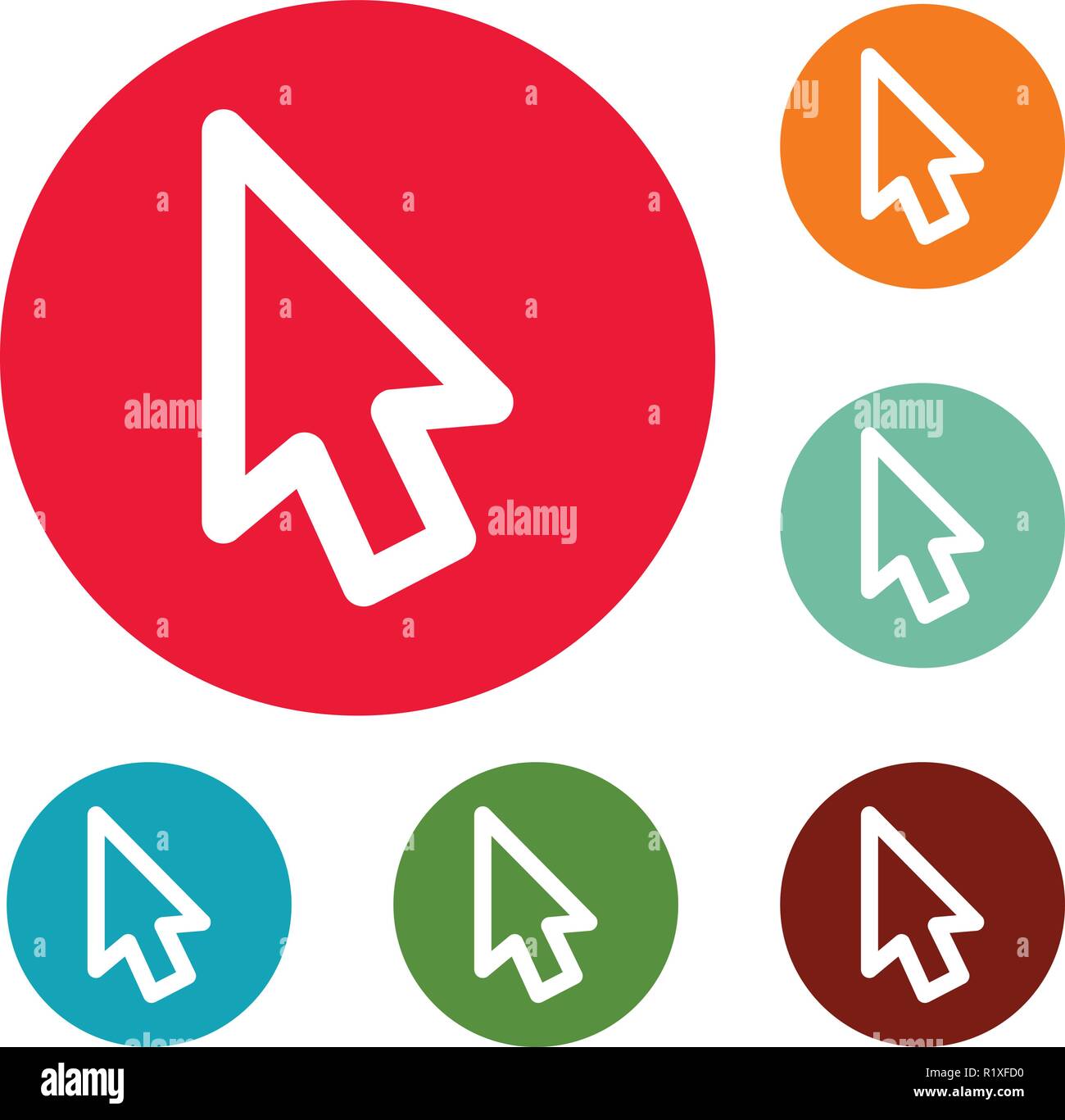 Cursor retro element icons circle set vector isolated on white background Stock Vector Image ...