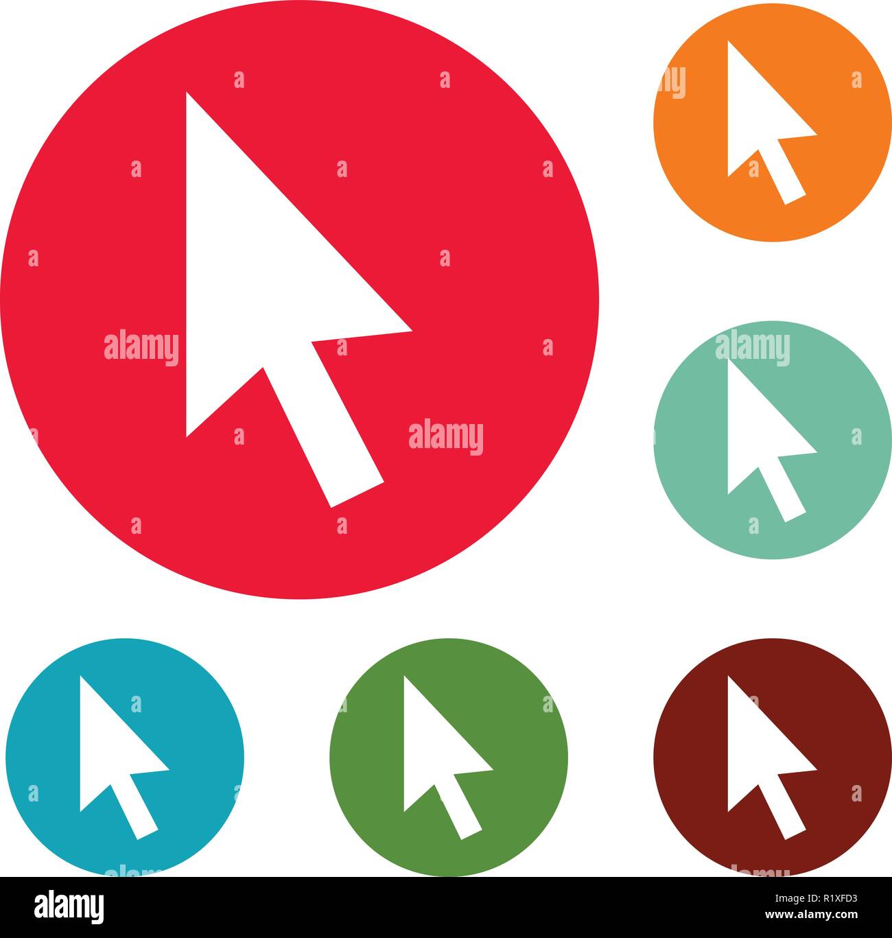 Cursor normal element icons circle set vector isolated on white background Stock Vector Image ...