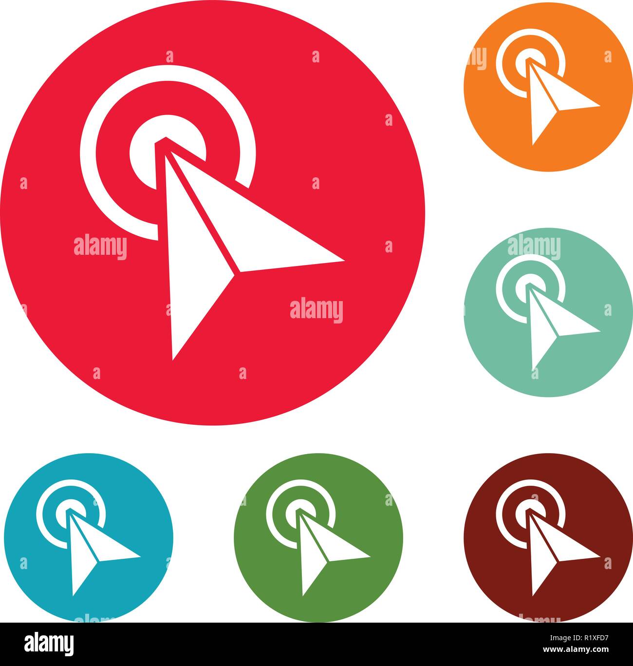 Cursor technology element icons circle set vector isolated on white background Stock Vector ...