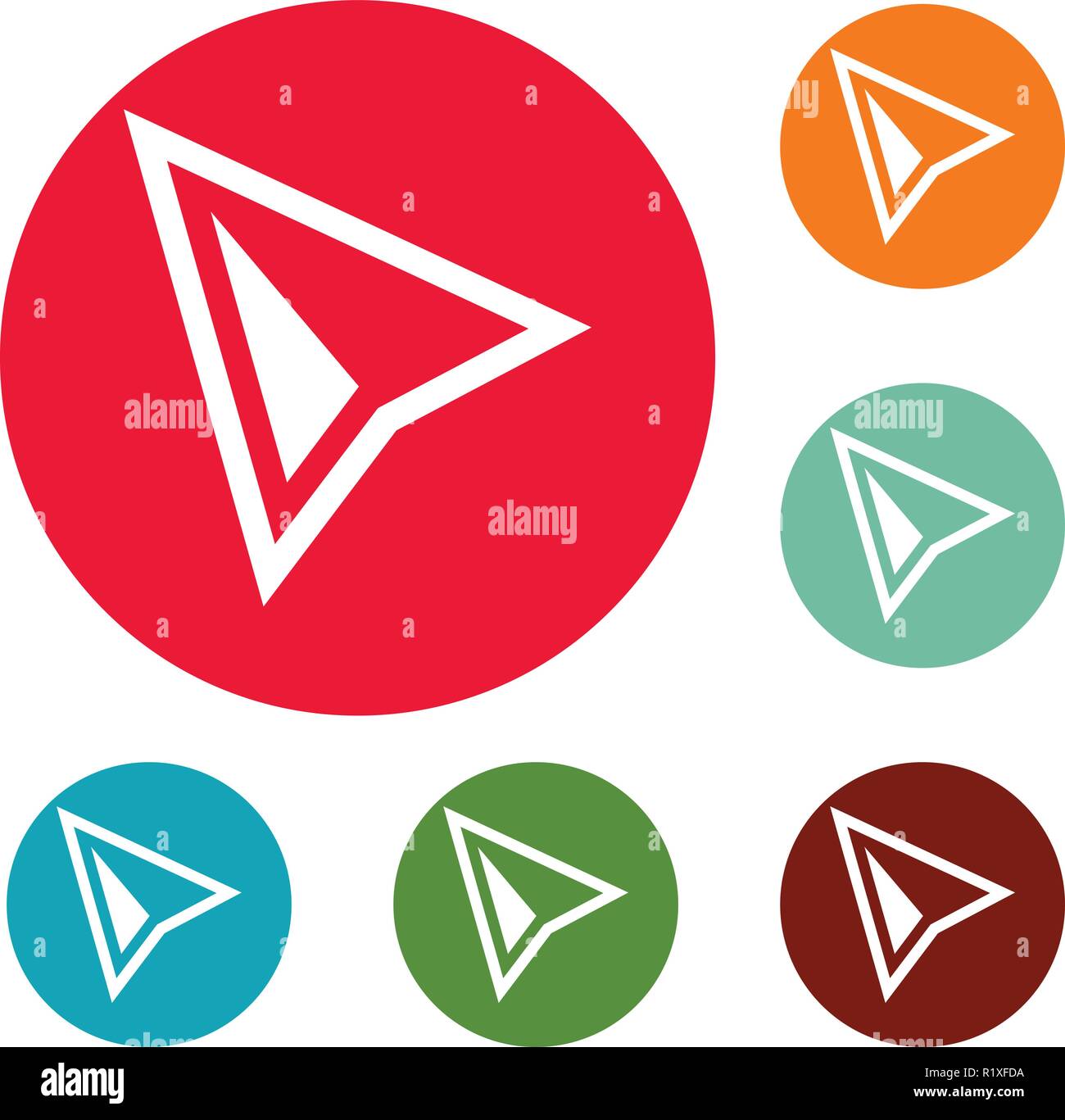 Cursor modern icons circle set vector isolated on white background ...