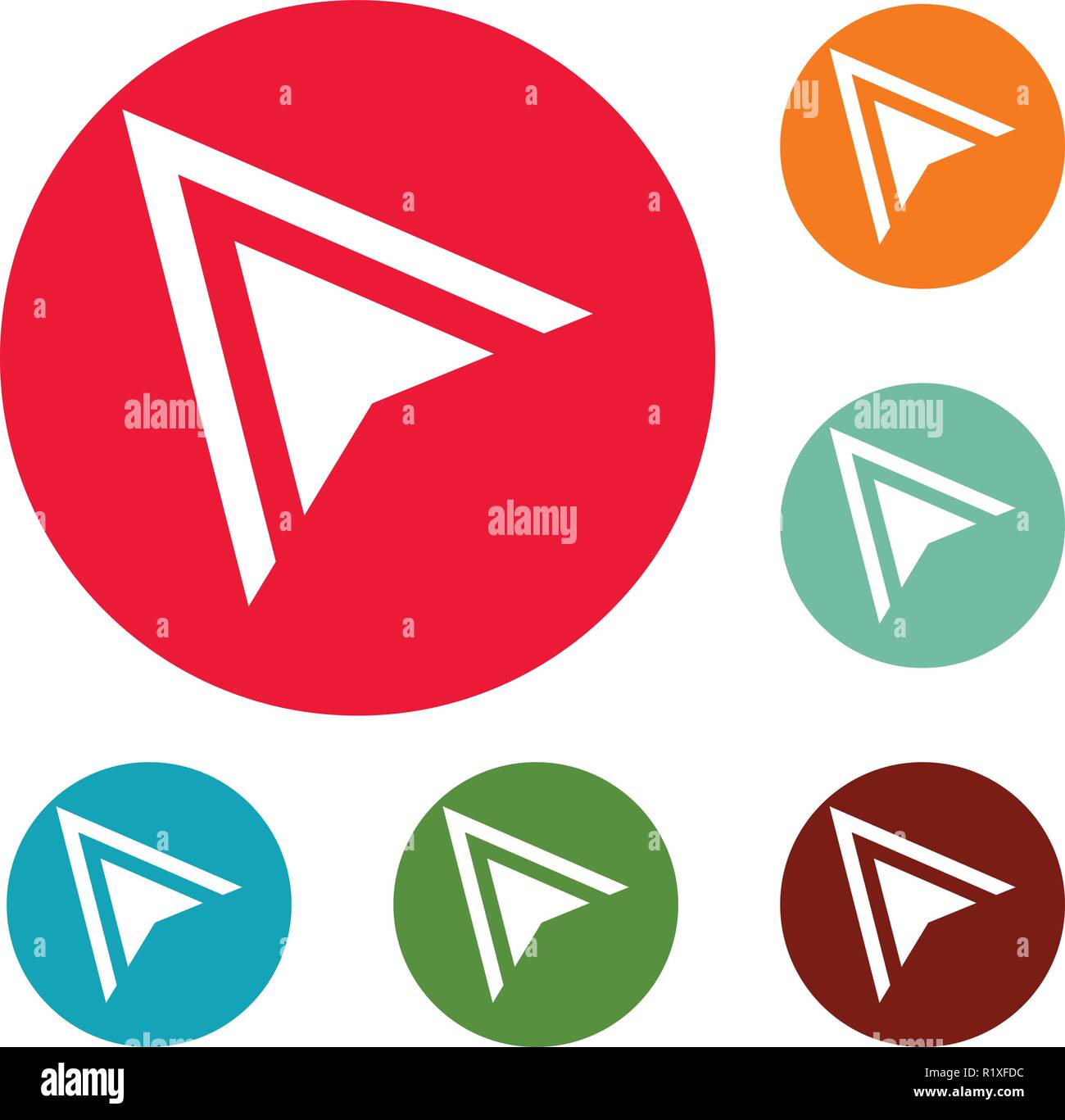 Cursor element icons circle set vector isolated on white background ...