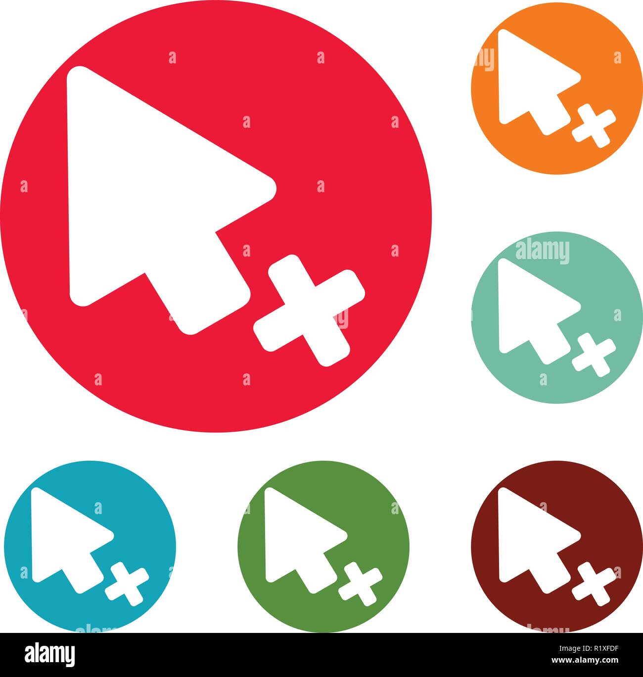 Cursor failure icons circle set vector isolated on white background ...