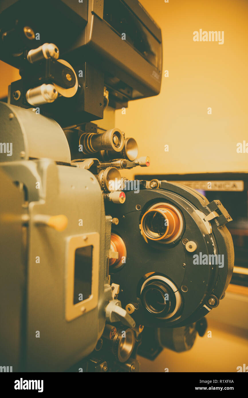 Close up shot of a vintage movie projector in a cinema hall Stock Photo ...