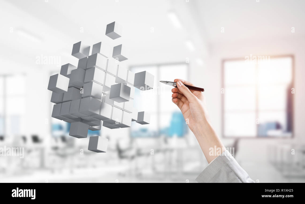 Integrating new technologies concept with cube figure floating i Stock ...