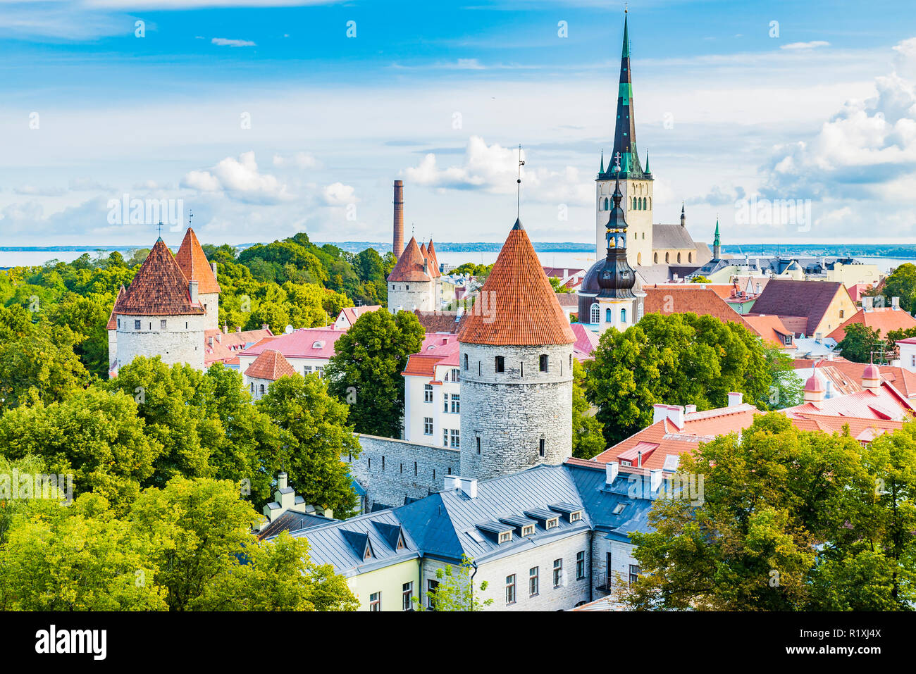 The old city of Tallinn seen from a lookout on Toompea hill. Tallinn ...