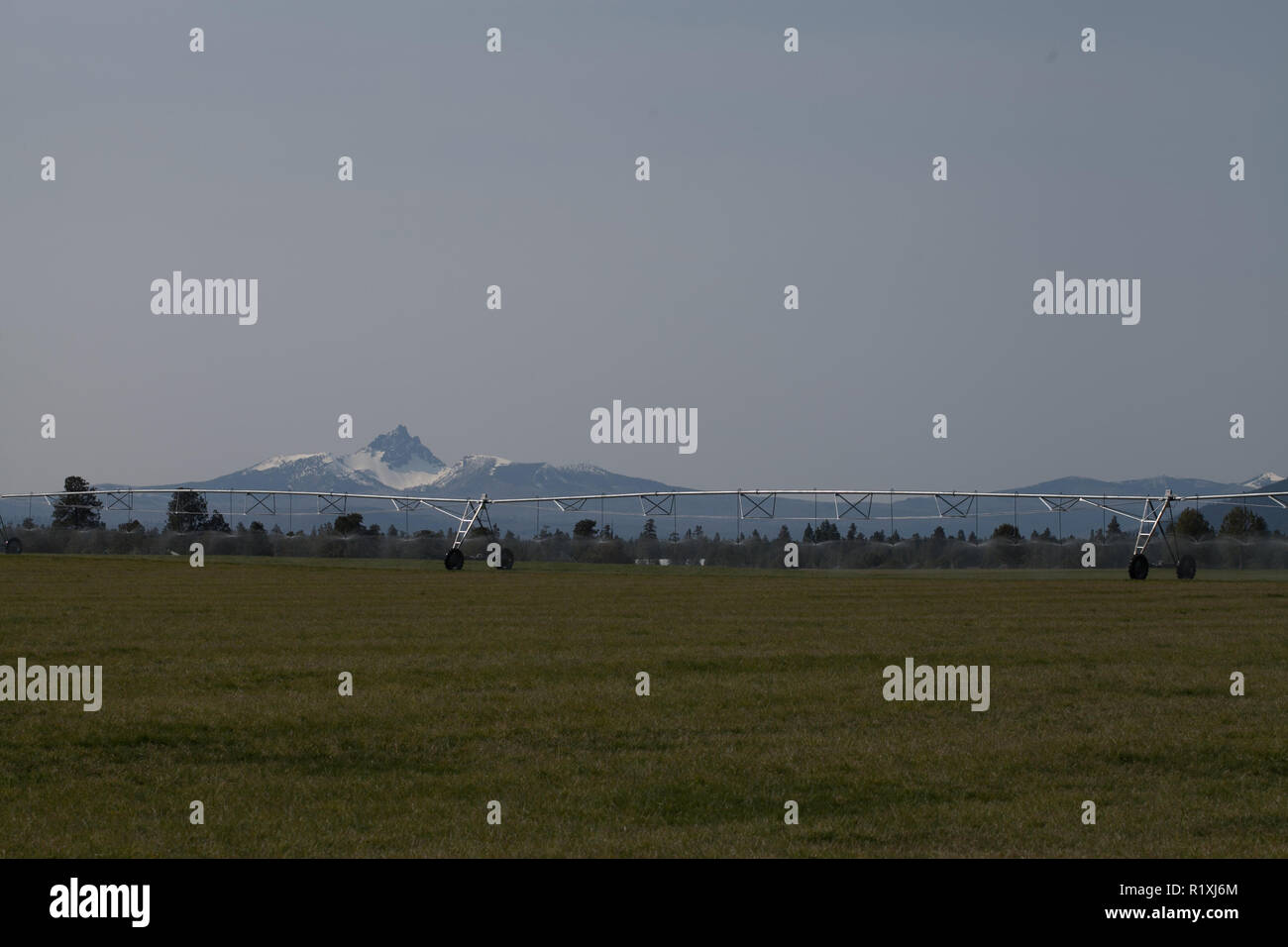 Innovative irrigation. Field view of Three Fingered Jack Shield Volcano ...