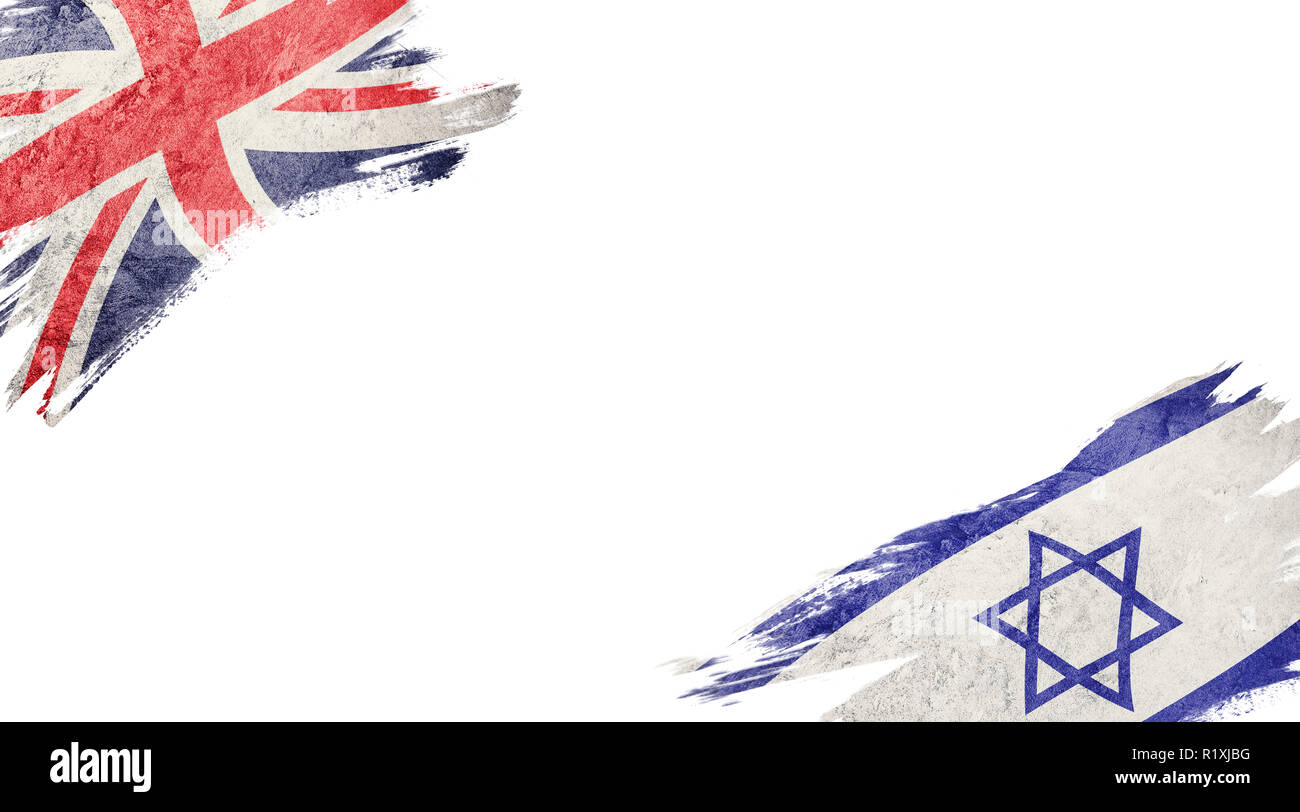 Flags of United Kingdom and Israel on white background Stock Photo - Alamy