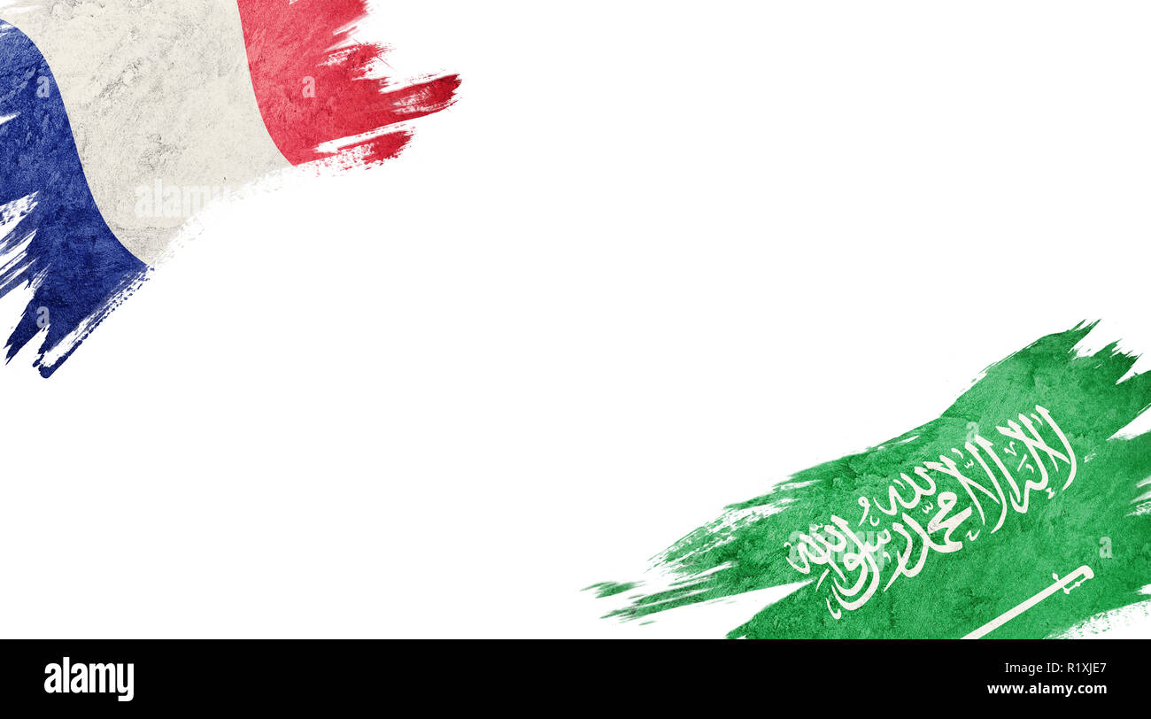 Flags of France and Saudi Arabia on white background Stock Photo - Alamy