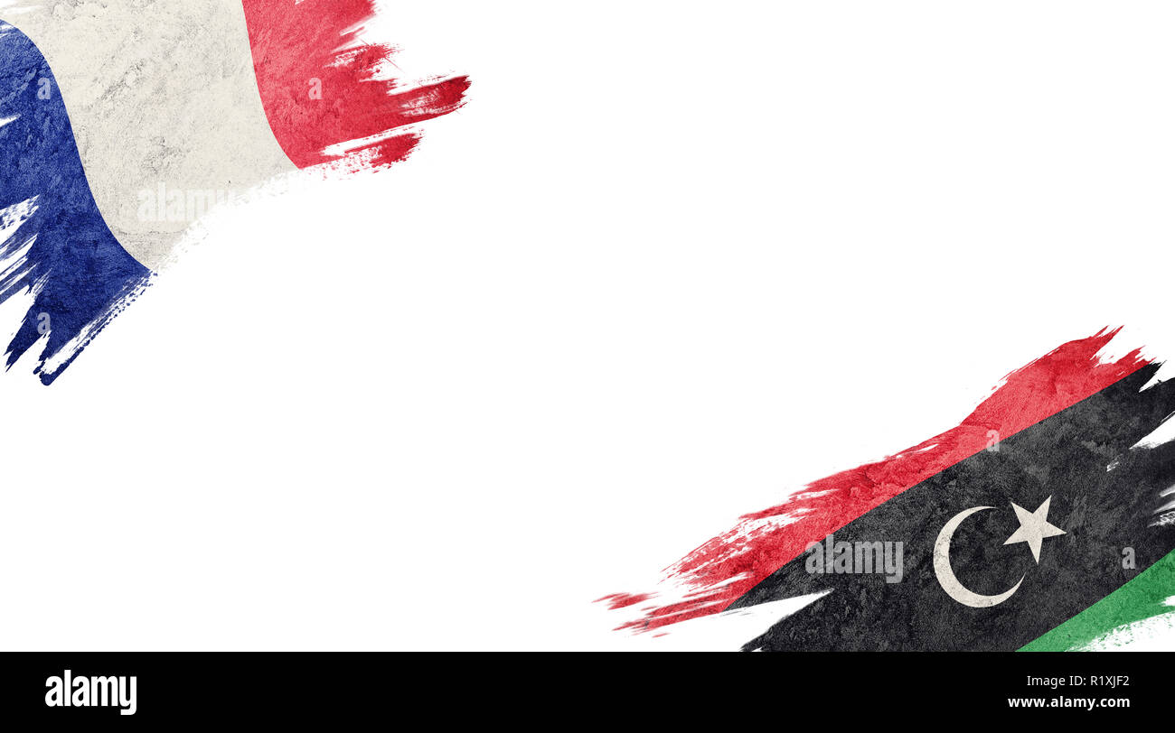 Flags of France and Libya on white background Stock Photo - Alamy