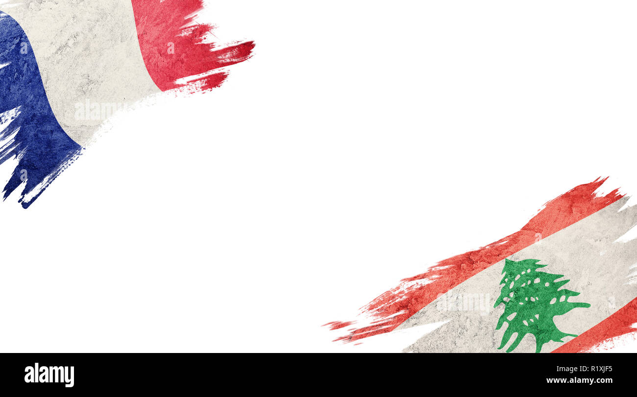 Flags of France and Lebanon on white background Stock Photo - Alamy