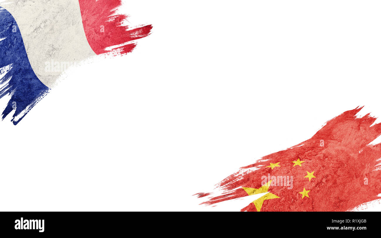 Flags of France and China on white background Stock Photo - Alamy