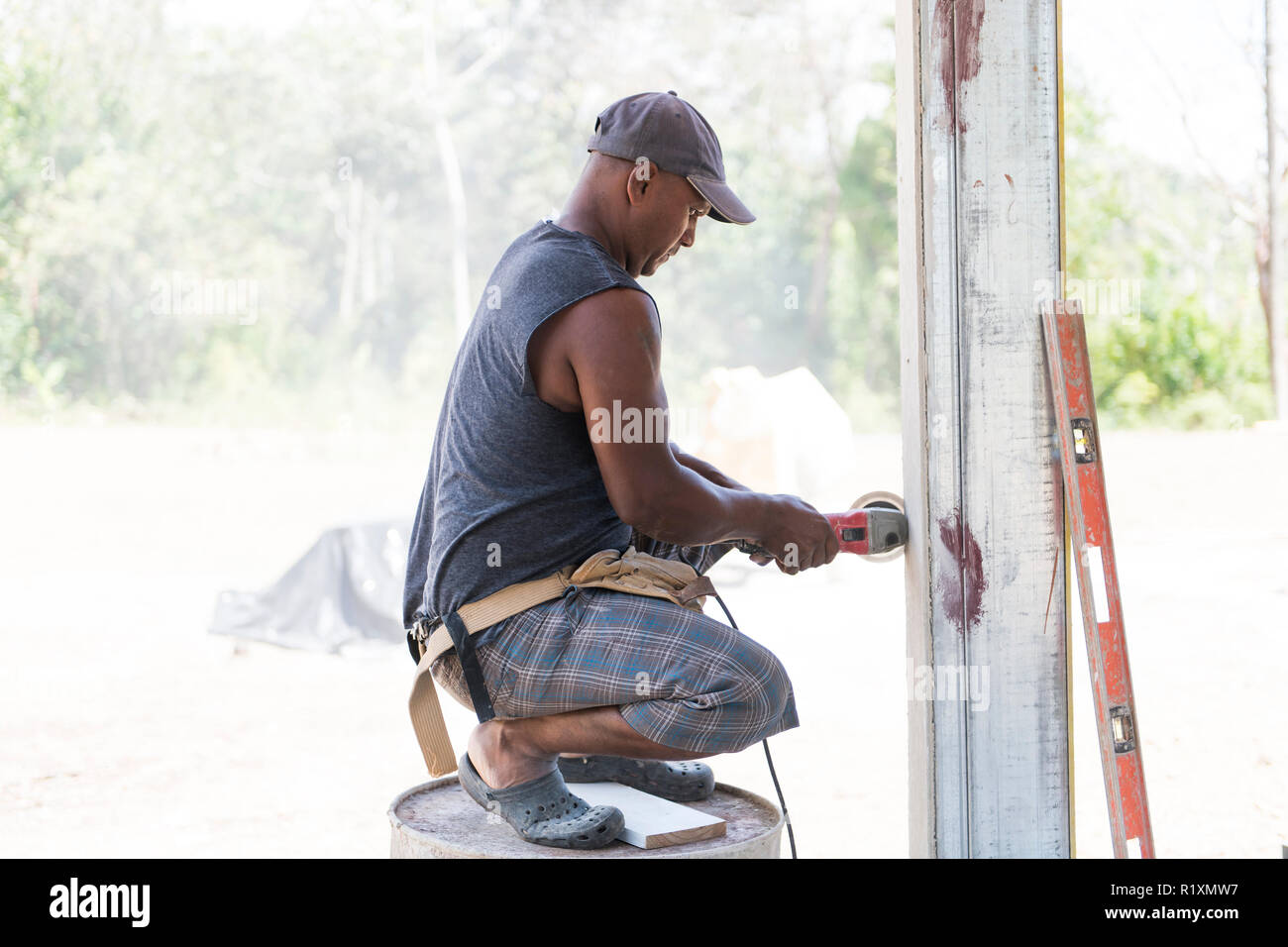 A house construction african at work industry Stock Photo - Alamy