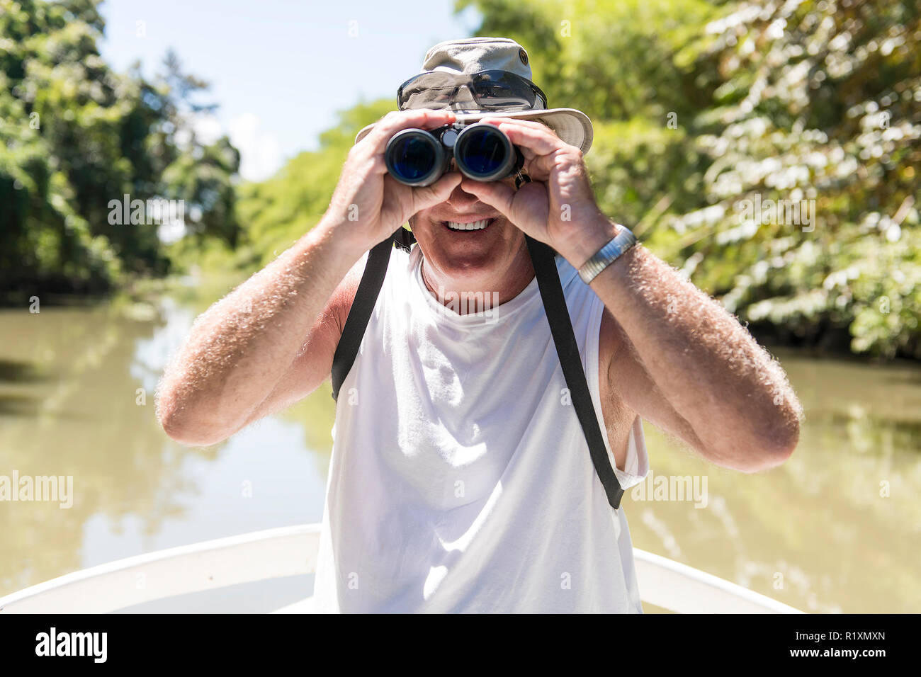Mangrove nice excursion guide on boat Stock Photo - Alamy