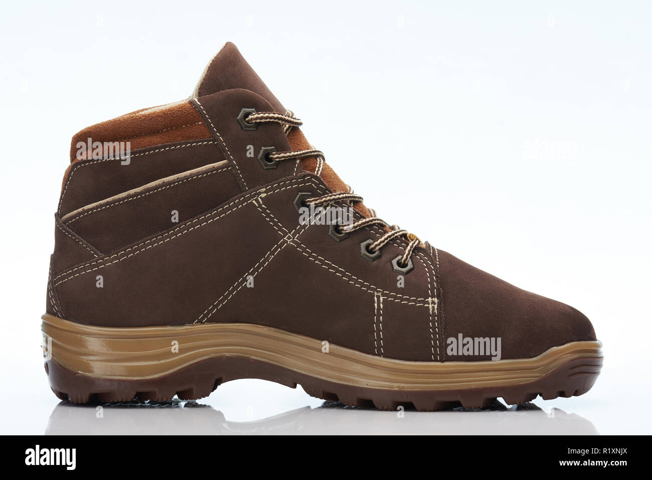 Casual brown boot side view isolated on white background Stock Photo ...