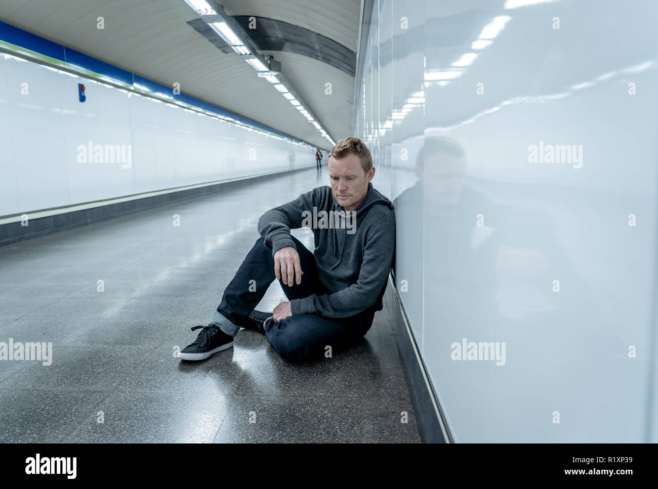 Miserable jobless young man crying Drug addict Homeless in depression ...