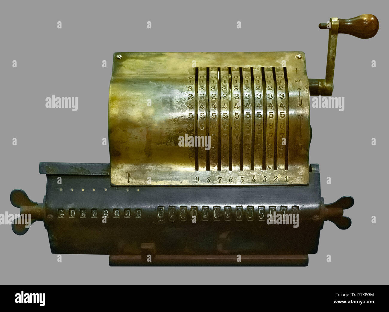ANTIQUE ROTARY CALCULATOR. Old vintage rotary calculator on isolated ...
