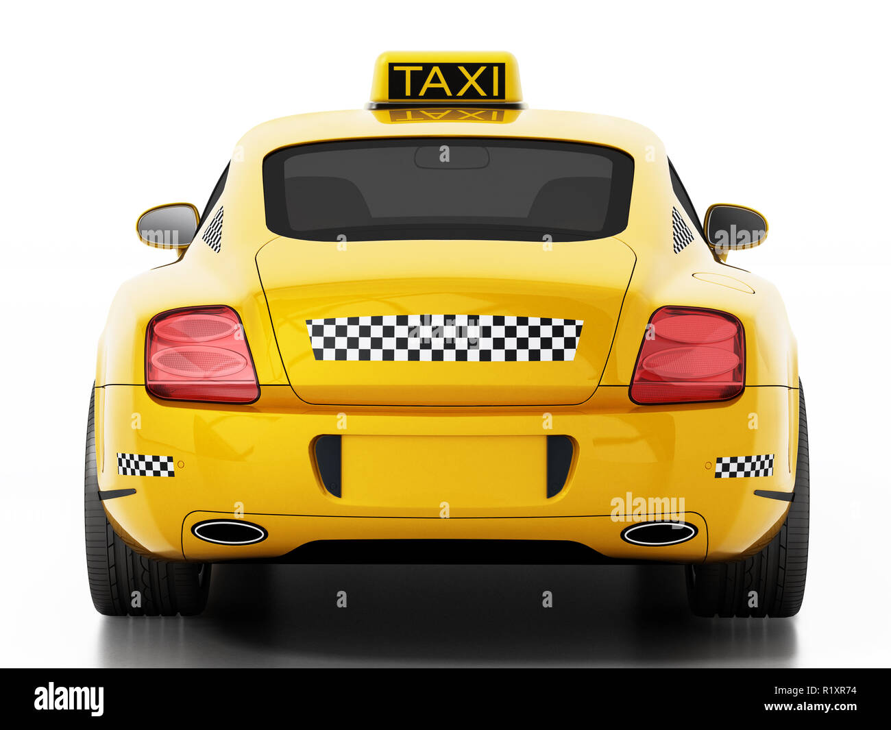 Luxurious and fast business taxi car isolated on white background. 3D ...