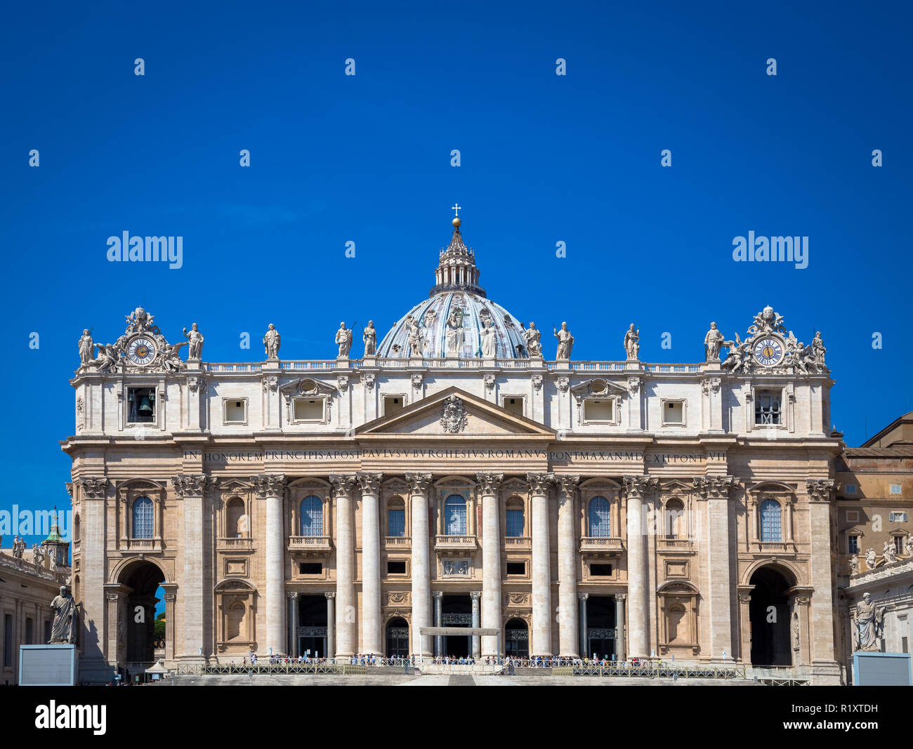 St Peter Basilica detail with a blue sky background for copy space ...