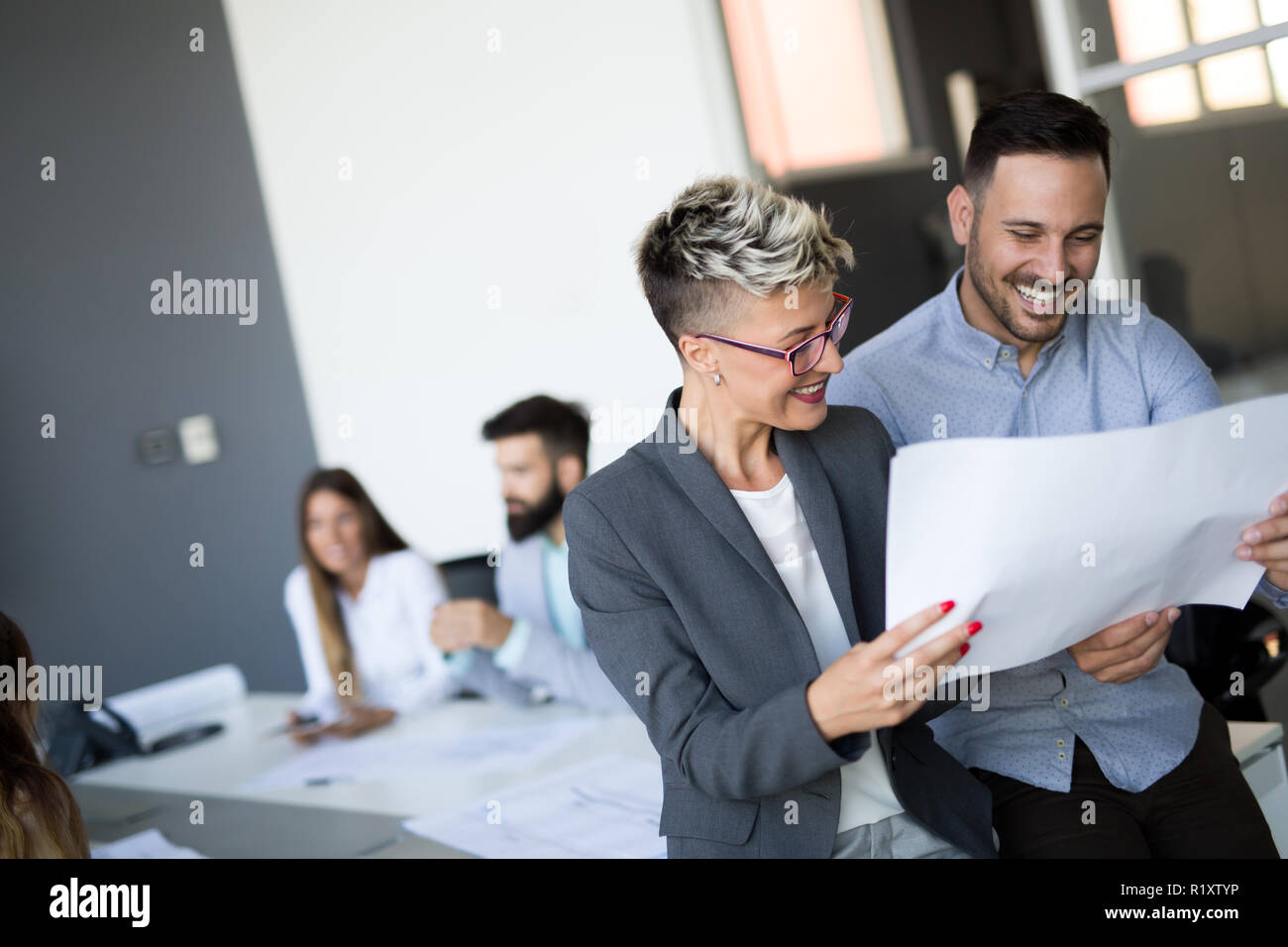 Business colleagues in conference room during meeting Stock Photo - Alamy
