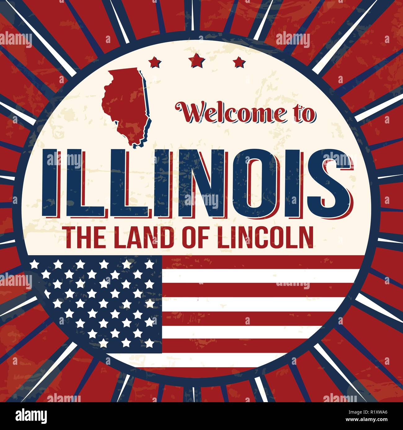 Welcome to Illinois vintage grunge poster, vector illustrator Stock ...