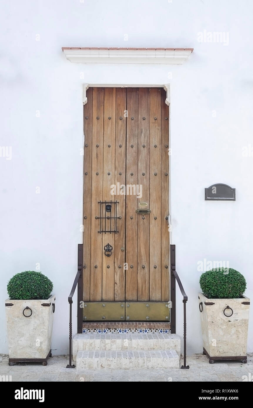 old white house and colonial door with stairs in colonial area of ...