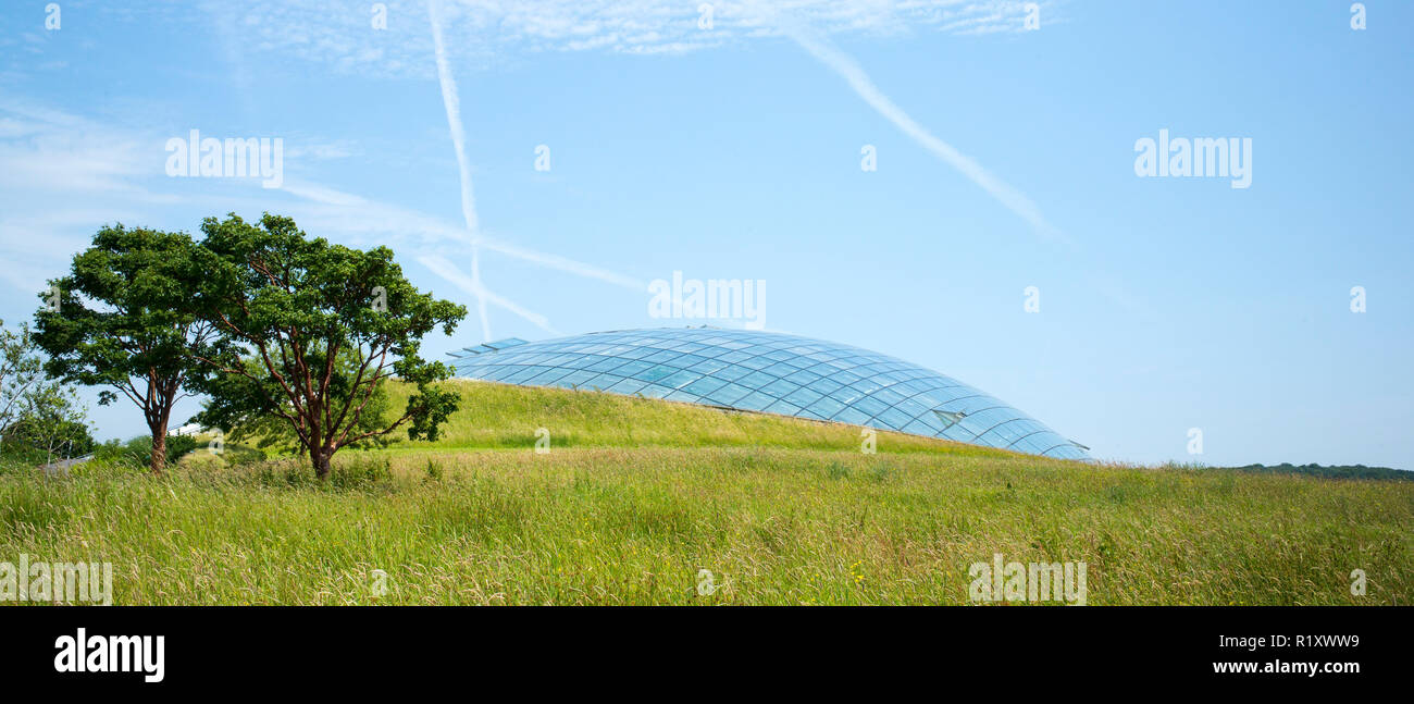 Dome shaped glass roof of The Great Glasshouse of the National Botanic ...