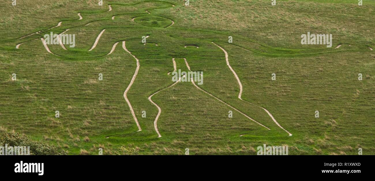 Cerne Abbas hill giant chalk figure Stock Photo - Alamy