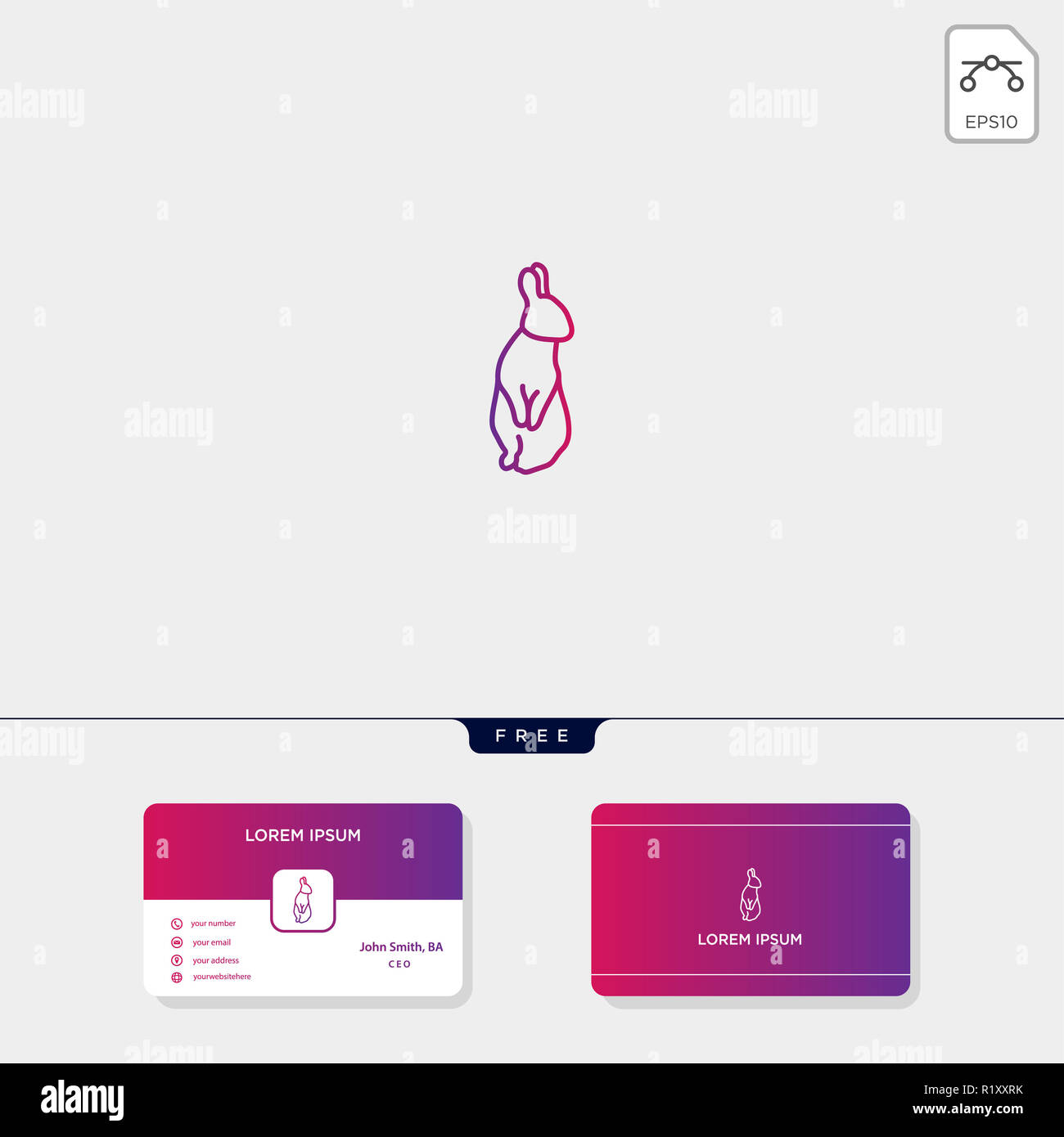 outline rabbit, bunny creative logo template for corporate vector ...