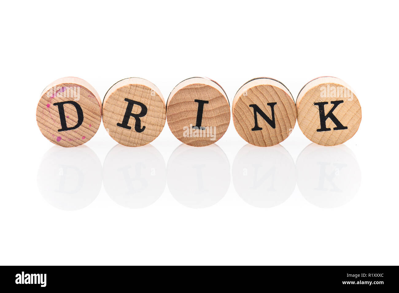 Word Drink from circular wooden tiles with letters children toy ...