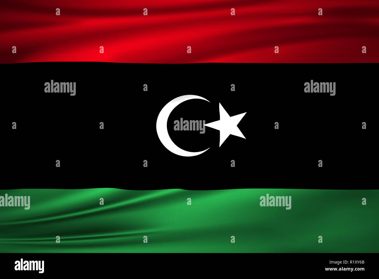 Libya 3D waving flag illustration. Texture can be used as background ...