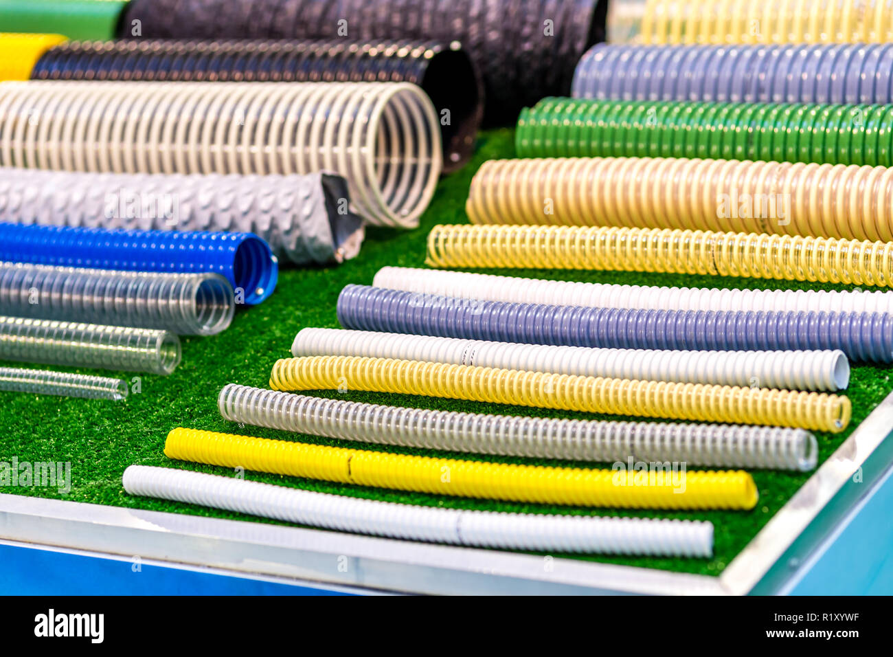 closeup of several colorful corrugated hoses Stock Photo - Alamy