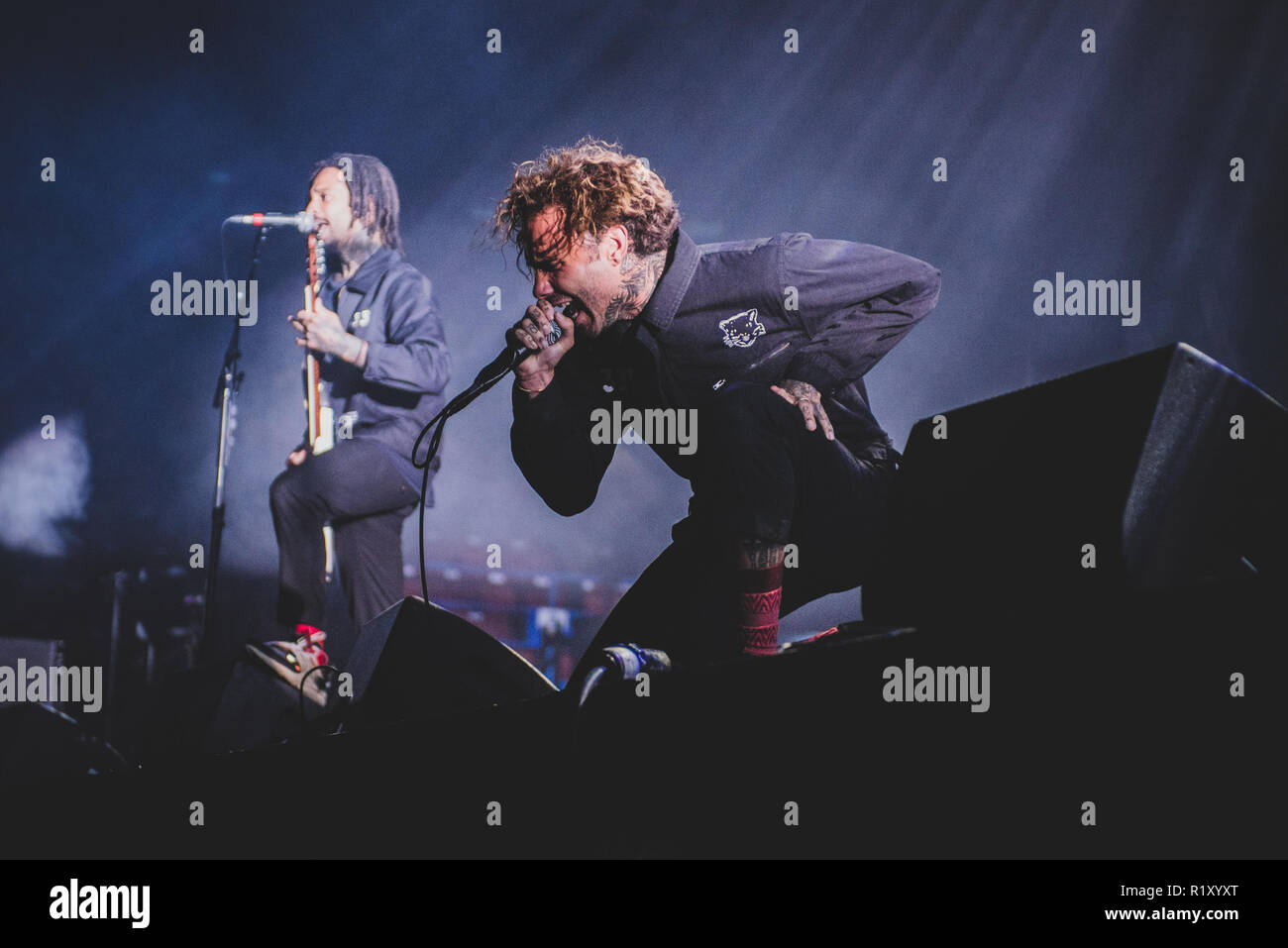 Milano, Italy. 14th Nov, 2018. Jason Aalon Butler, singer of Fever 333 ...