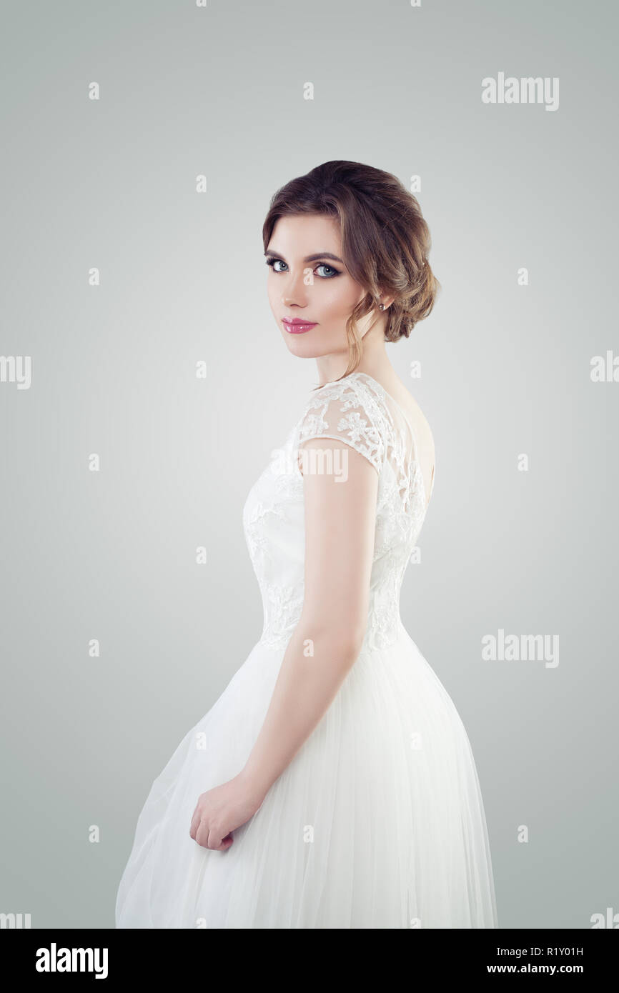 Nice woman bride with makeup and bridal hairstyle, portrait Stock Photo ...