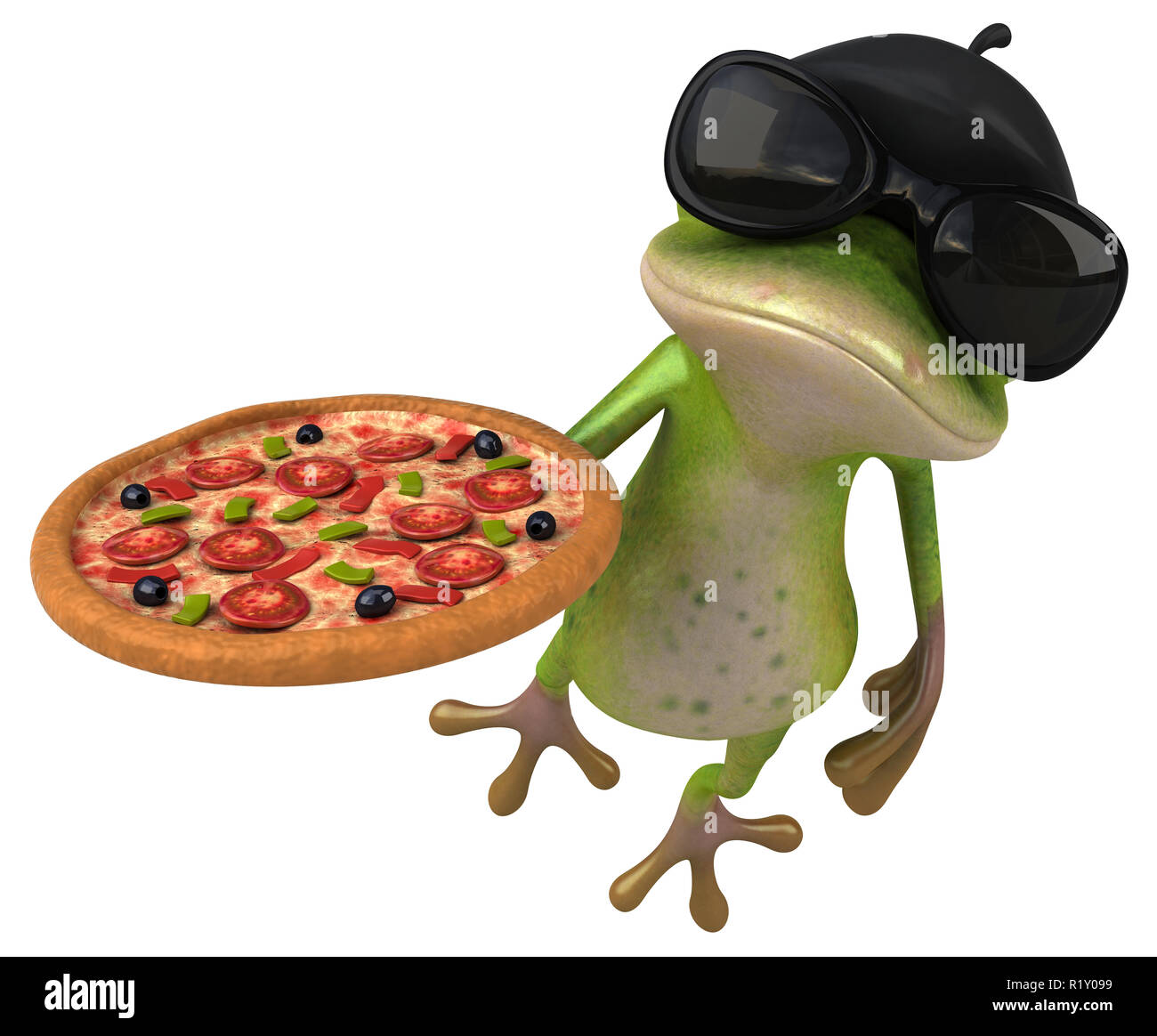 Fun french frog - 3D Illustration Stock Photo - Alamy