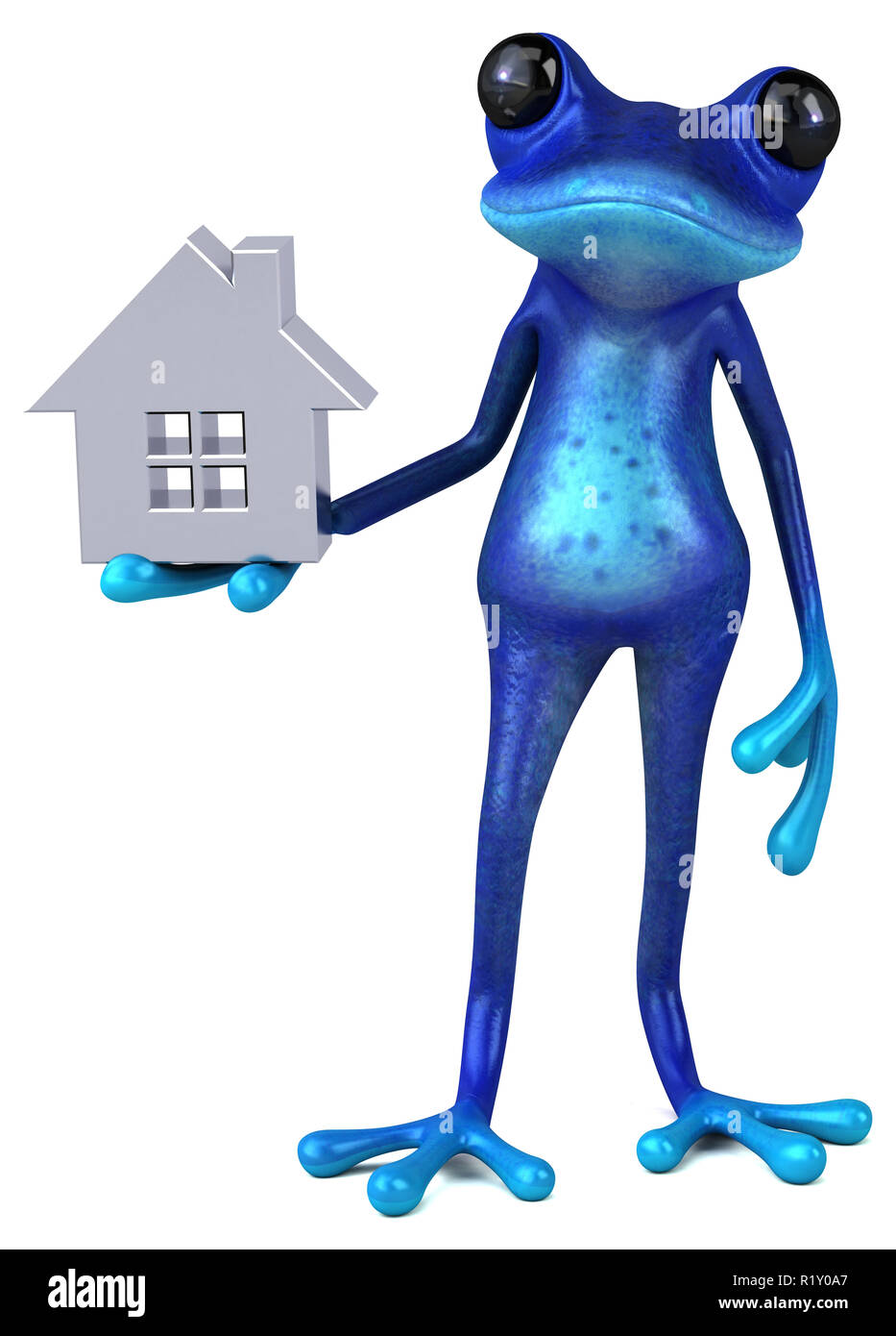 Fun blue frog - 3D Illustration Stock Photo - Alamy