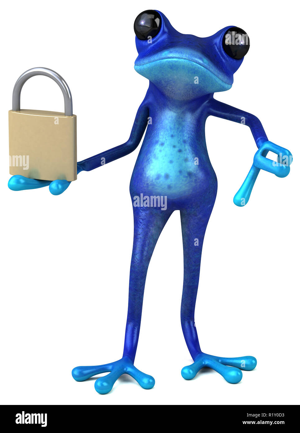 Fun blue frog - 3D Illustration Stock Photo - Alamy