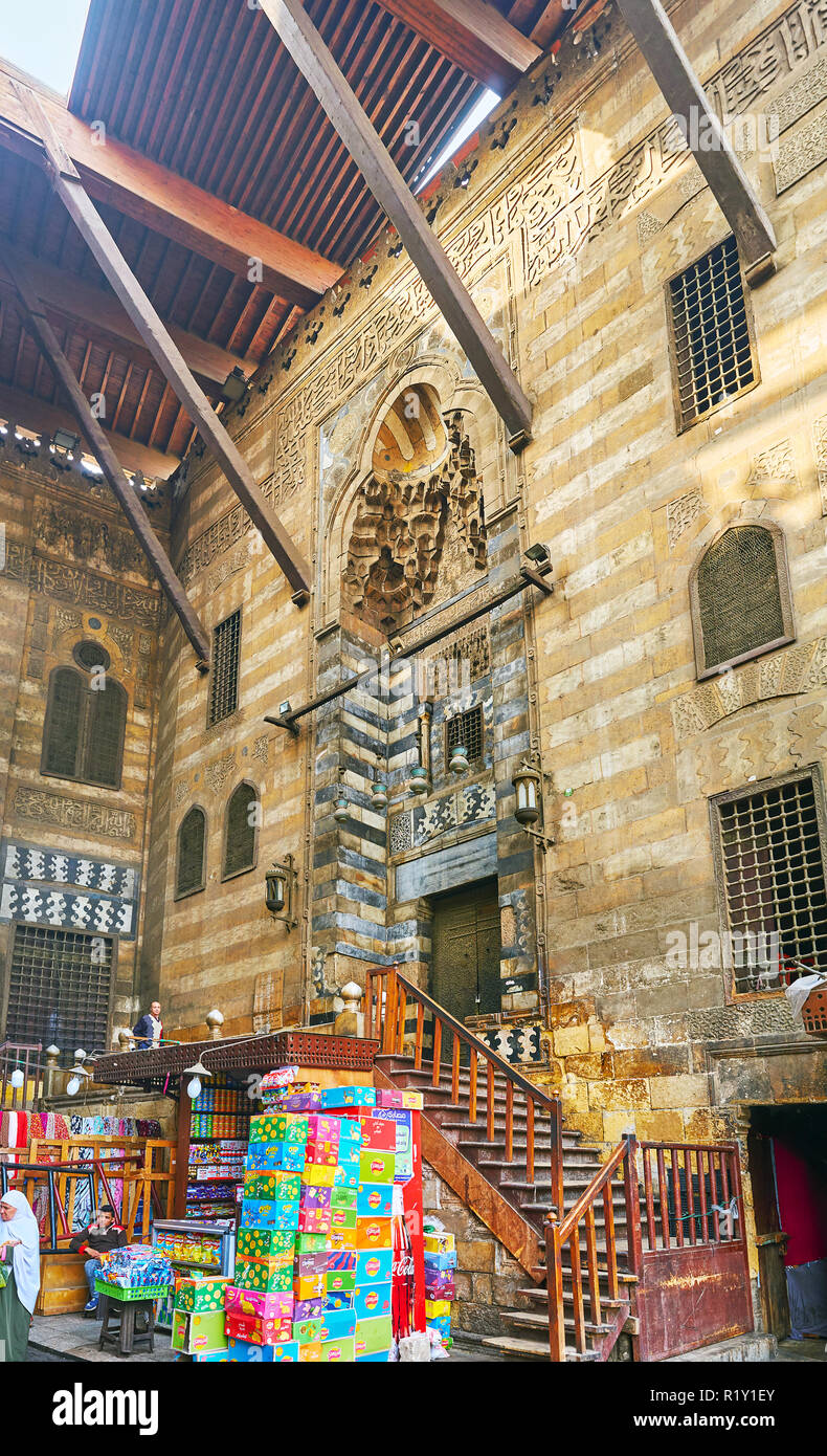 CAIRO, EGYPT - DECEMBER 21, 2017: The market stalls of Souk Khan El ...