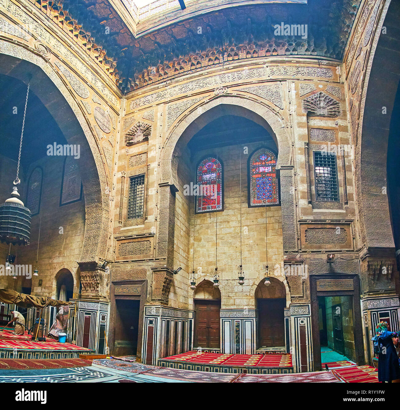 CAIRO, EGYPT - DECEMBER 21, 2017: Prayer hall of medieval Al-Ghuri ...
