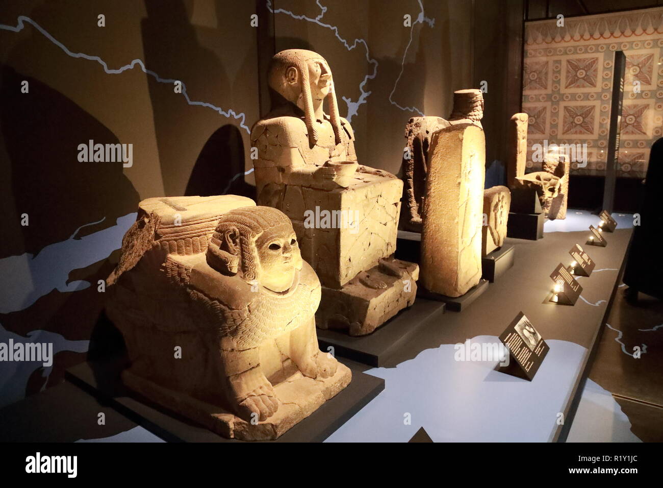 Assyrian stone sculptures at the British Museum, London, UK Stock Photo ...
