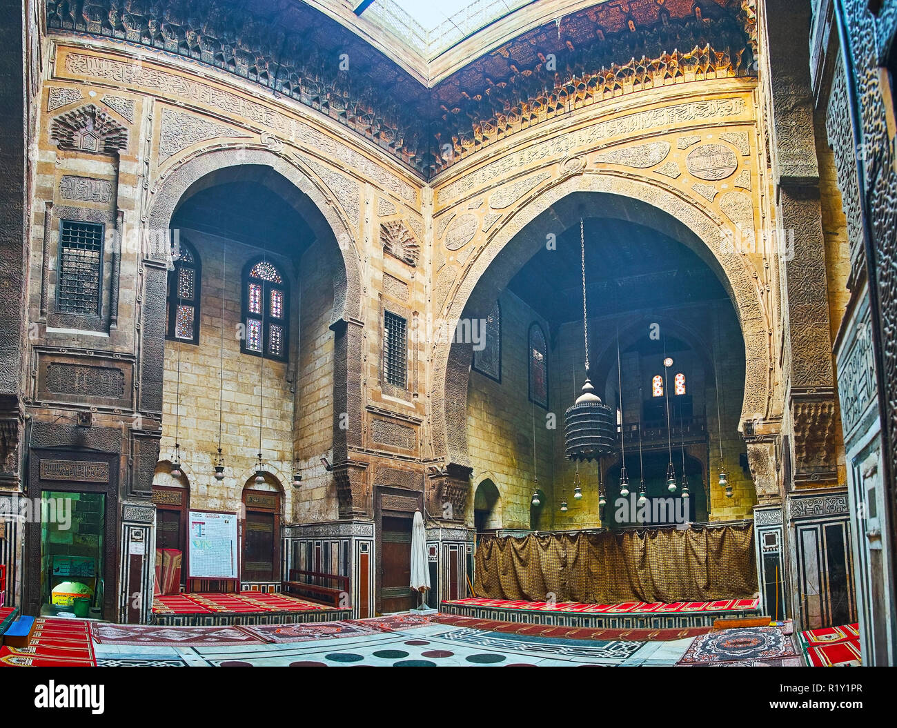 CAIRO, EGYPT - DECEMBER 21, 2017: Panorama of Al-Ghuri Mosque-Madrasa ...