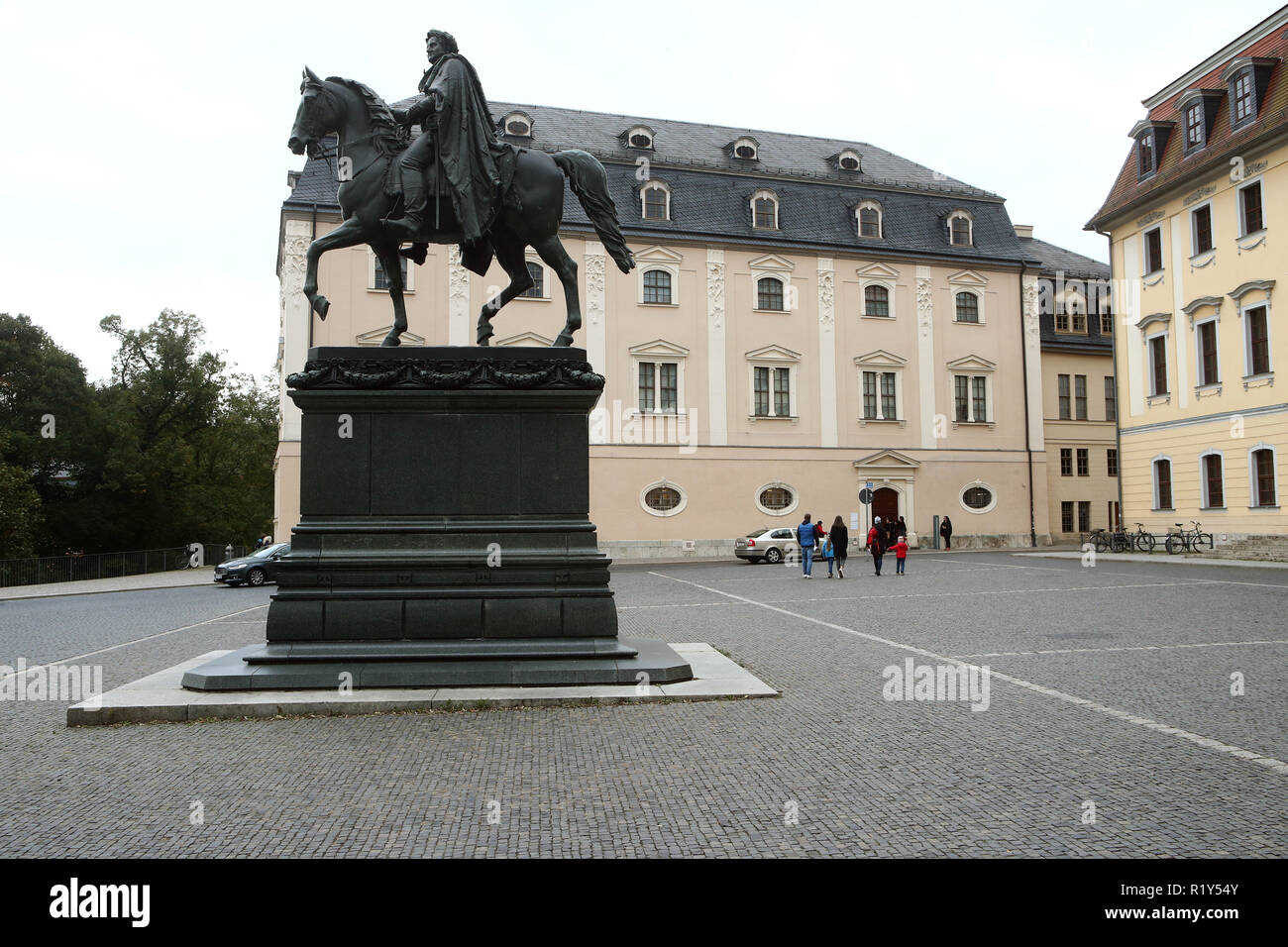 Weimar, Germany. 01st Oct, 2018. The equestrian monument of Carl August ...