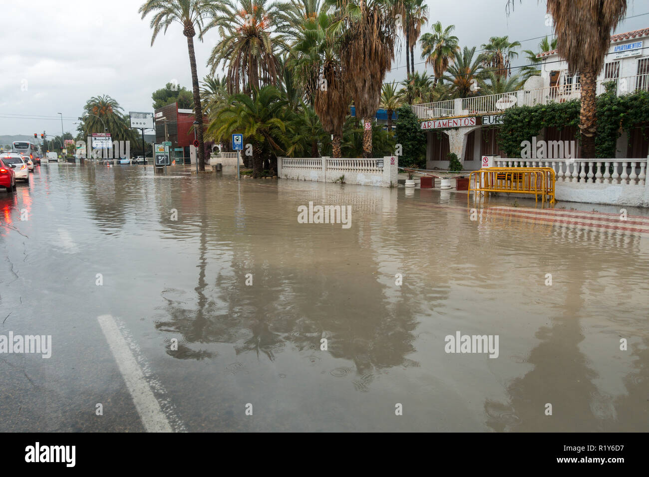 Storm causes flash flood in La Cala, Benidorm, Costa Blanca, Spain,15th ...