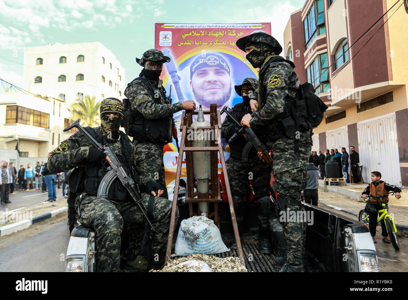 Gaza, Palestinian Territories - 15th November, 2018. Members of the Al ...